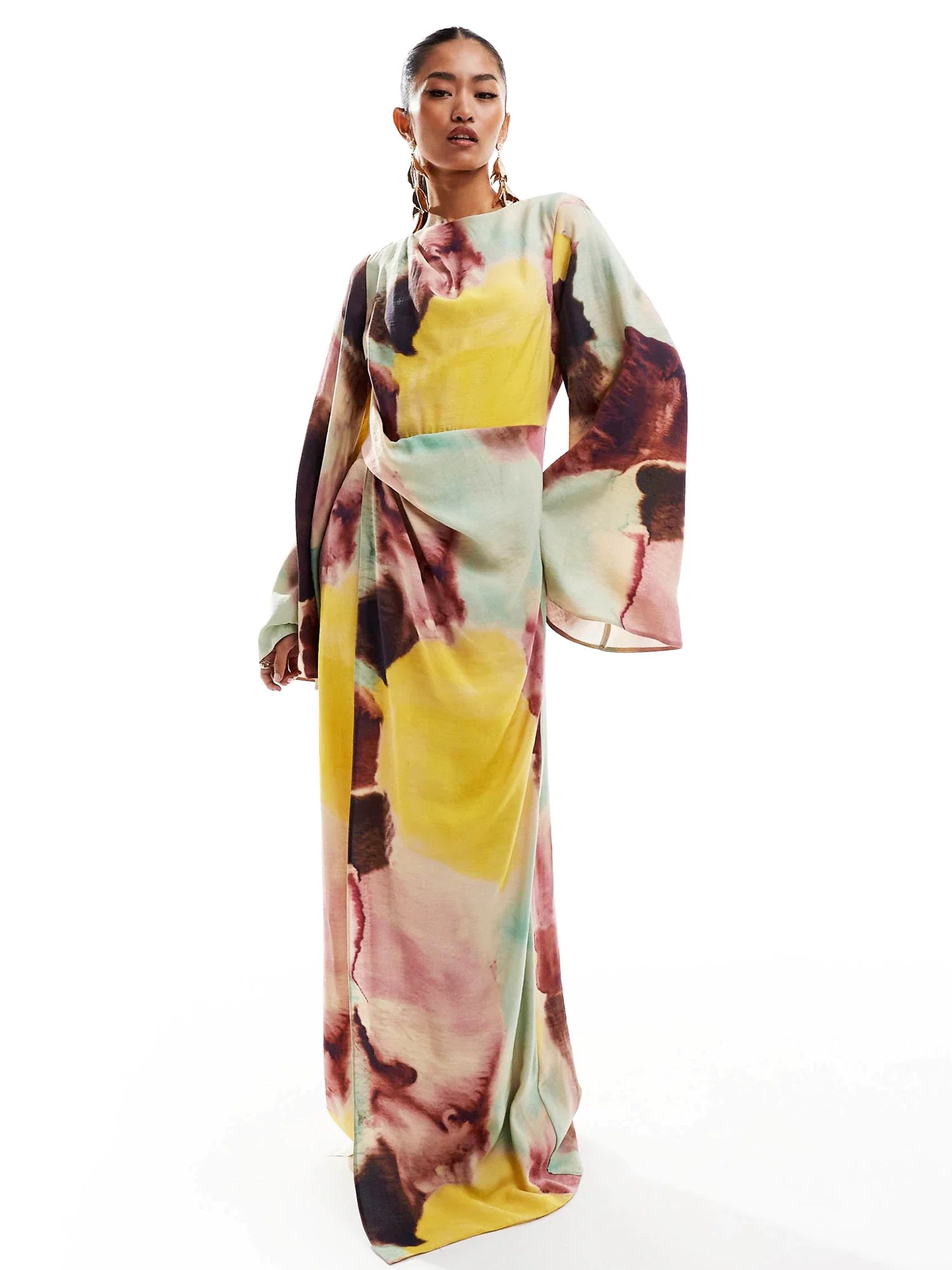 Corenne™ | Abstract Watercolor Maxi Dress – Elaine's Boutique